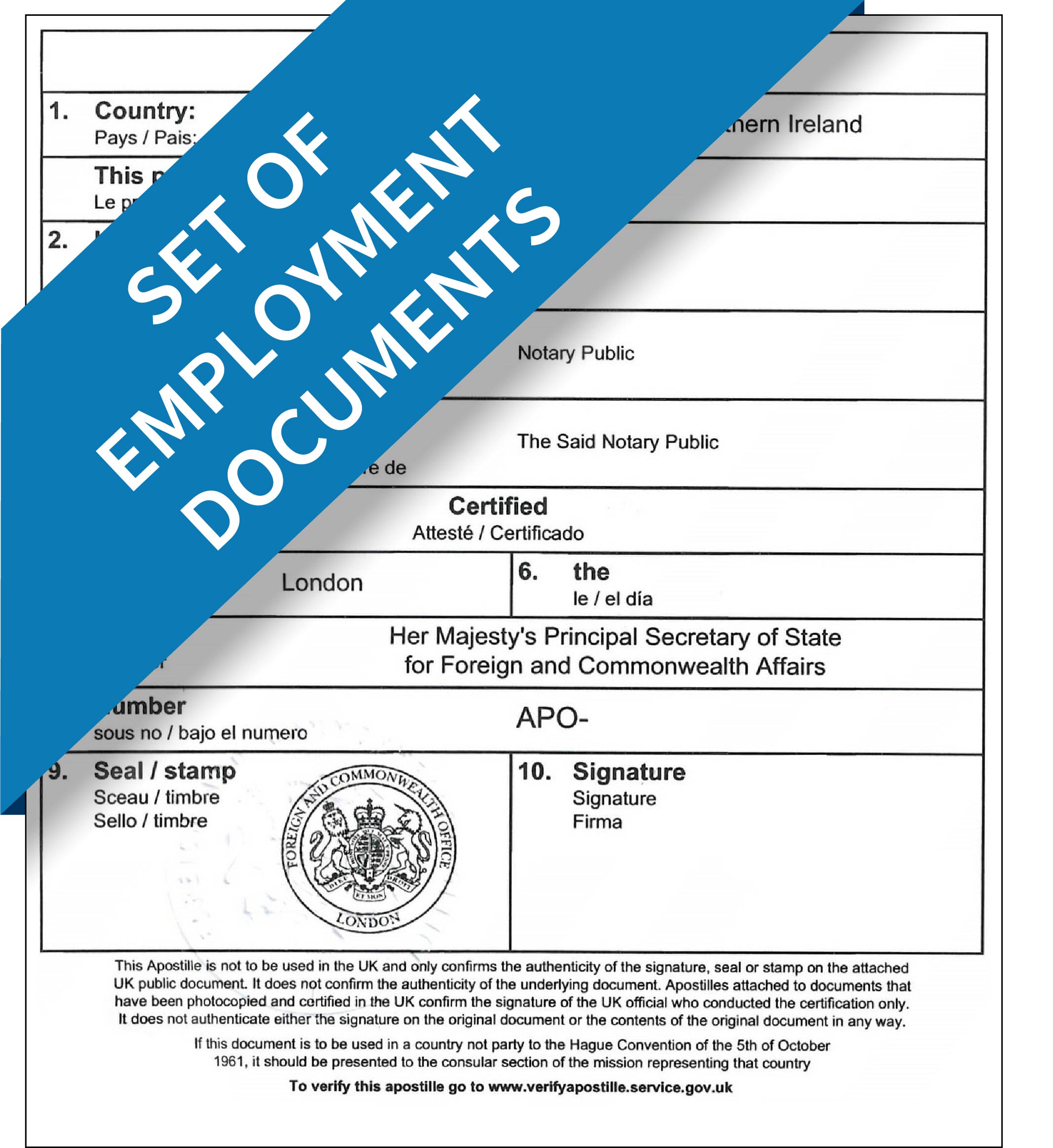 Set of Employment Documents – The Hague Apostille